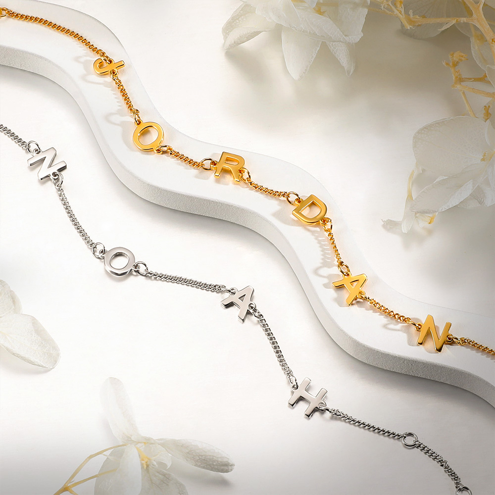 Bracelet prénom / nom personnalisable en argent sterling ...