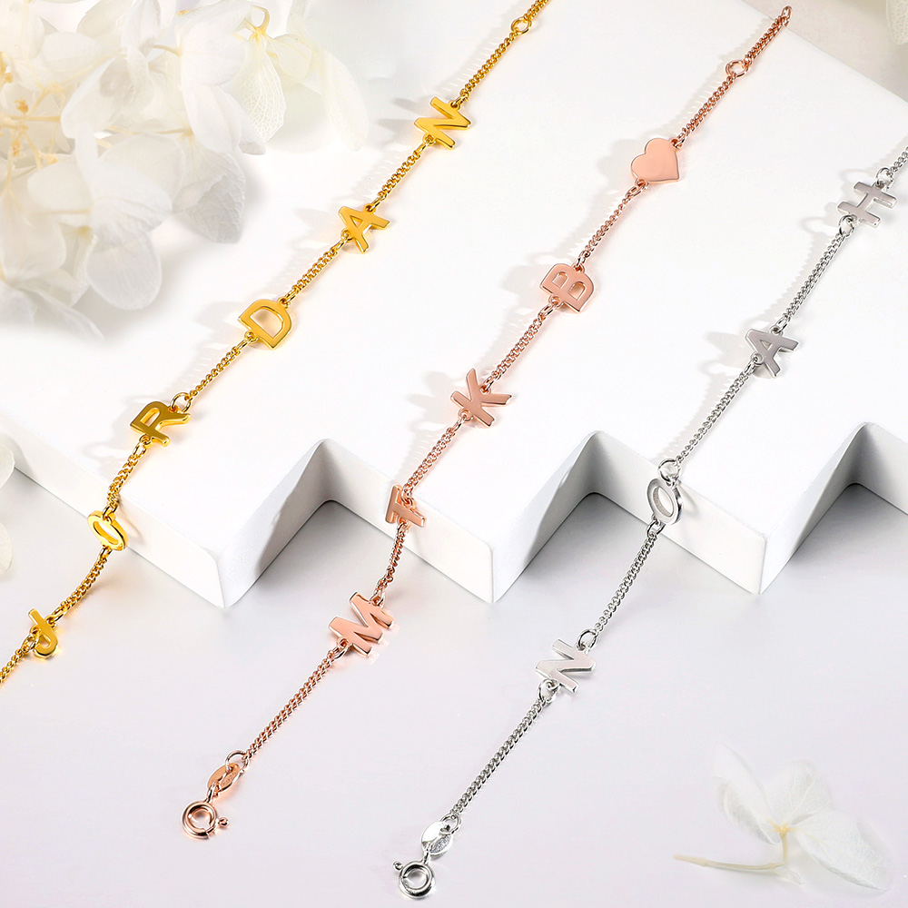 Bracelet prénom / nom personnalisable en argent sterling ...